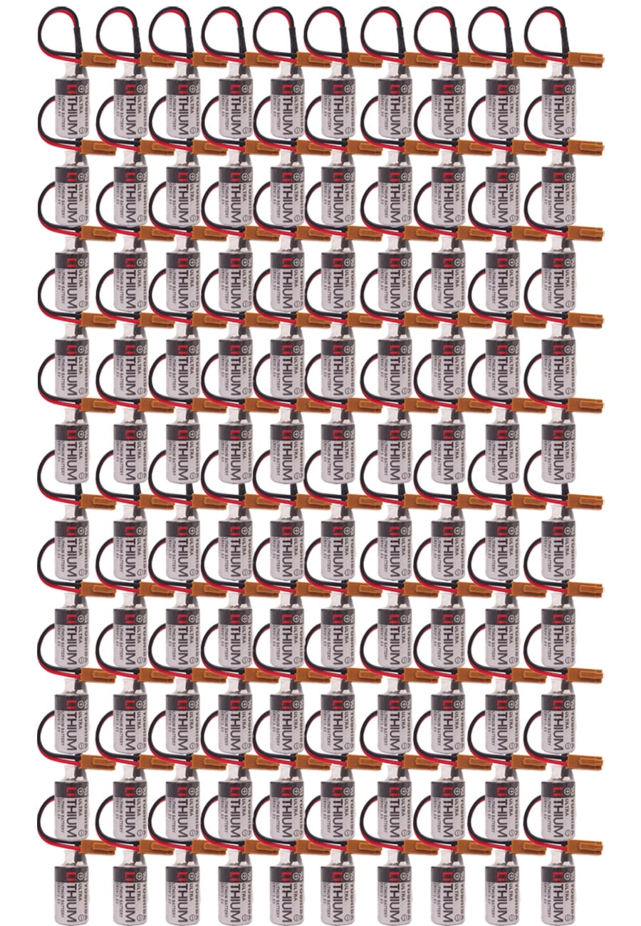 100 Pcs CPM2A-BAT01 ER3V 3.6V 1000mAh PLC Battery with Small Brown Plug ...