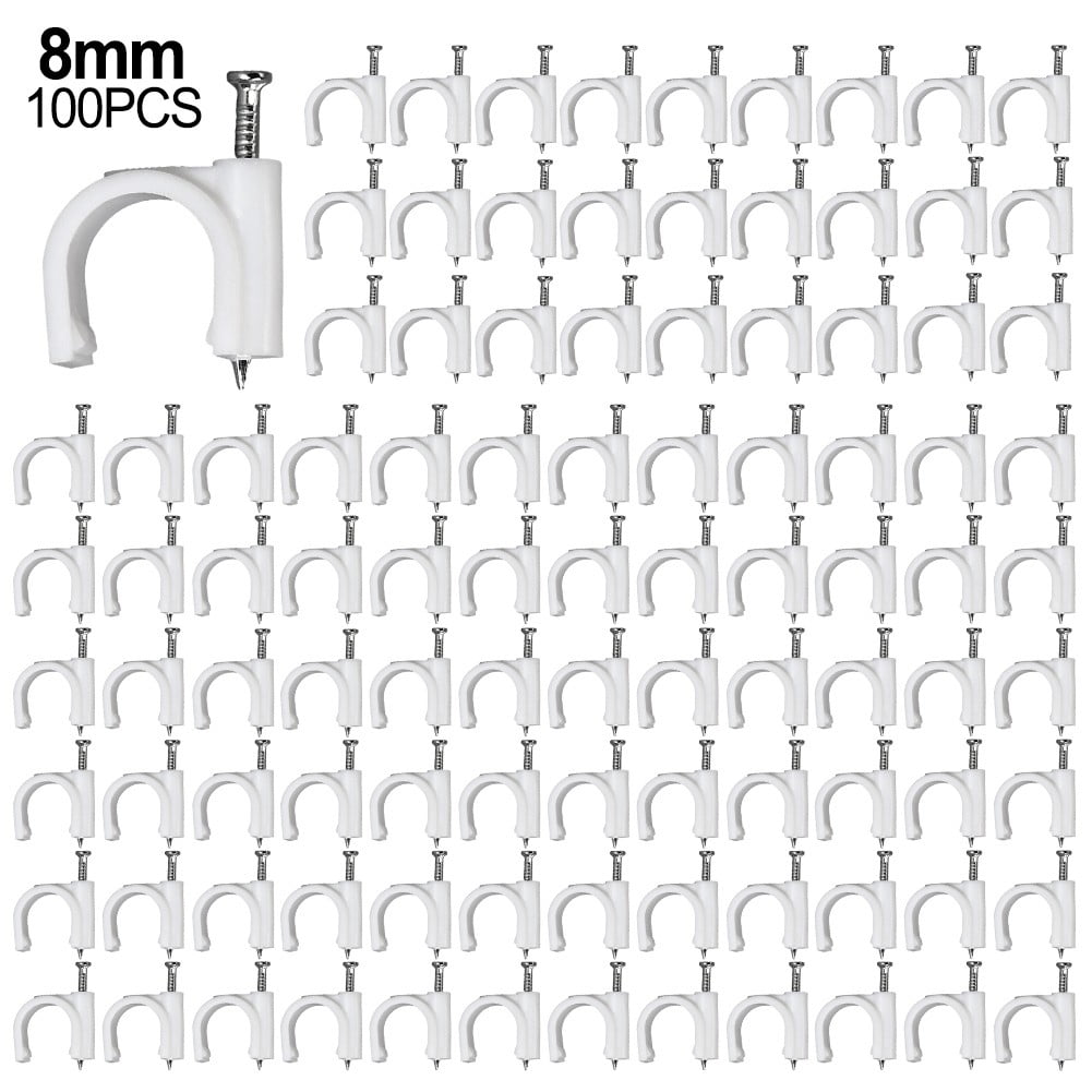 100 Pcs Cable Clips 4/6/8/10mm Plastic Round Cable Clips With Nail Cord ...