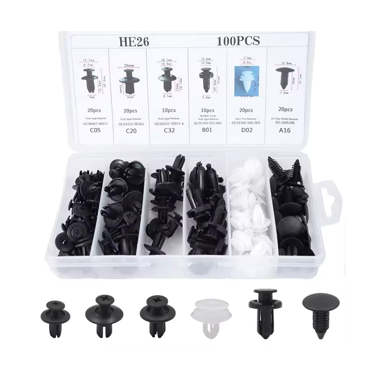 100 Pcs Car Fixing Clips Set, Car Plastic Mounting Set, Rivets ...