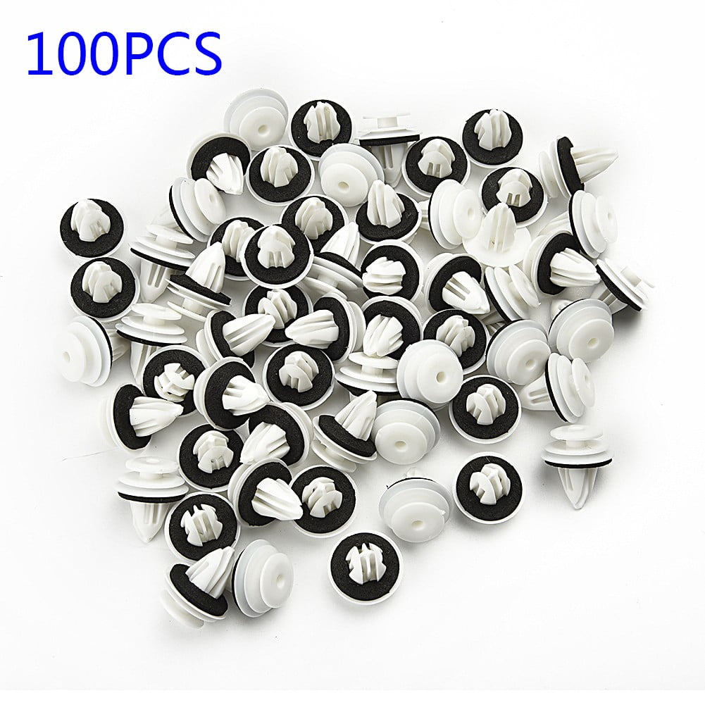 100 Pcs Car White Plastic Trim Door Panel Retainer Clips Rivet Fastener ...