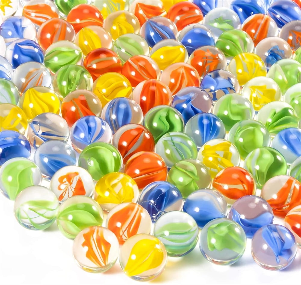 100 Pcs Cat Eye Glass Marbles,Color Mixing Glass Marbles,14mm Bulk ...