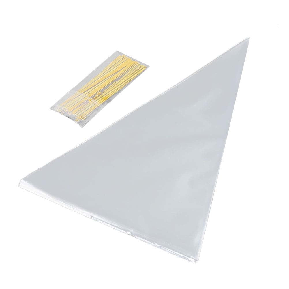100 Pcs Cellophane Bags OPP Triangle Plastic Bags Cellophane Treat Bags ...
