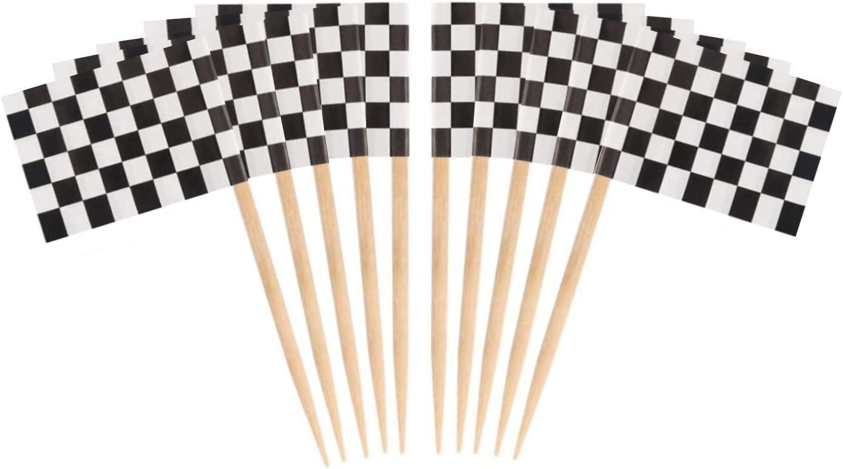 100 Pcs Checkered Racing Flag Checkered Racing Toothpick Flag Small ...