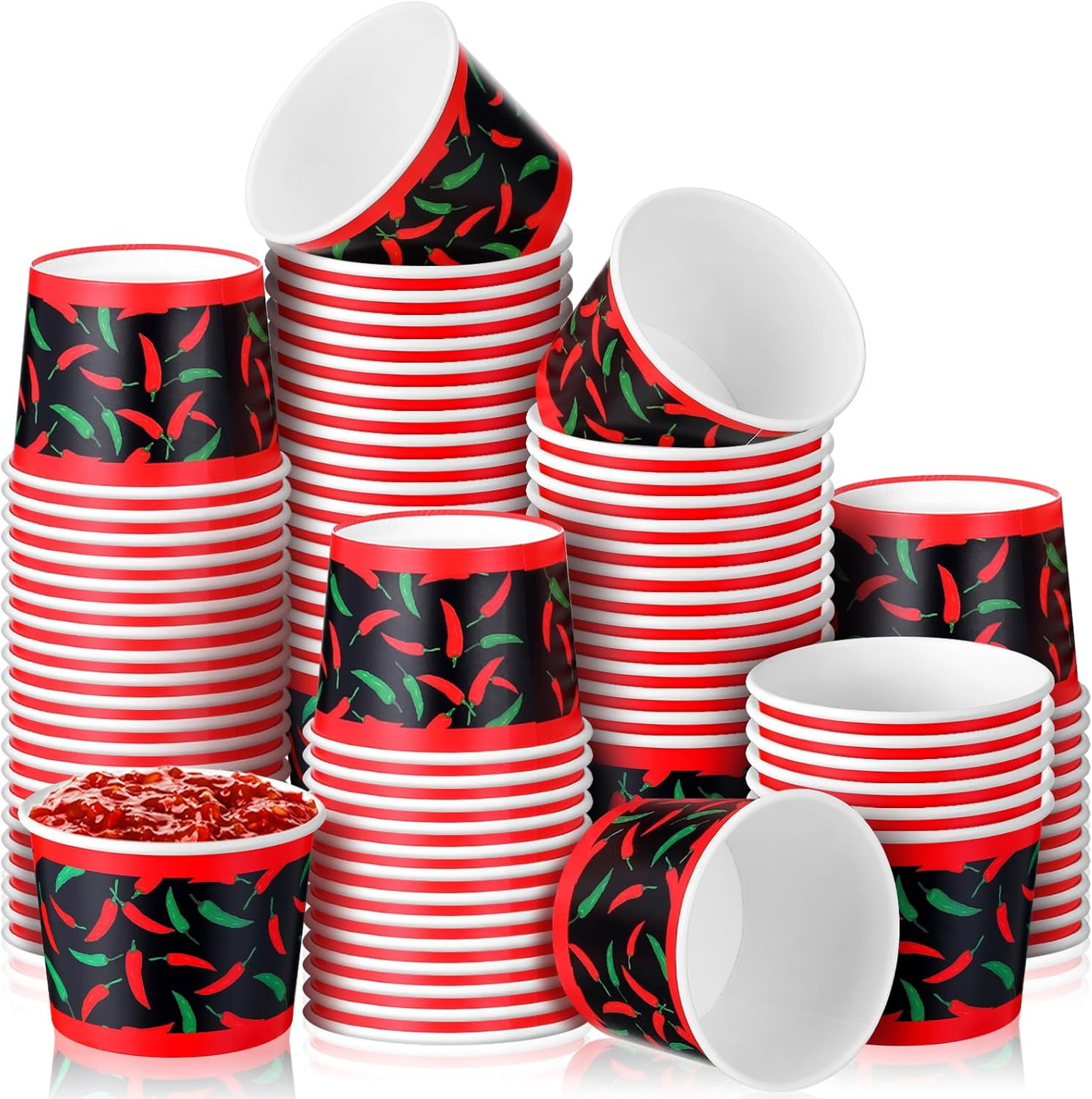 100 Pcs Chili Cook off Tasting Cups Small Disposable Paper Bowls Chili ...