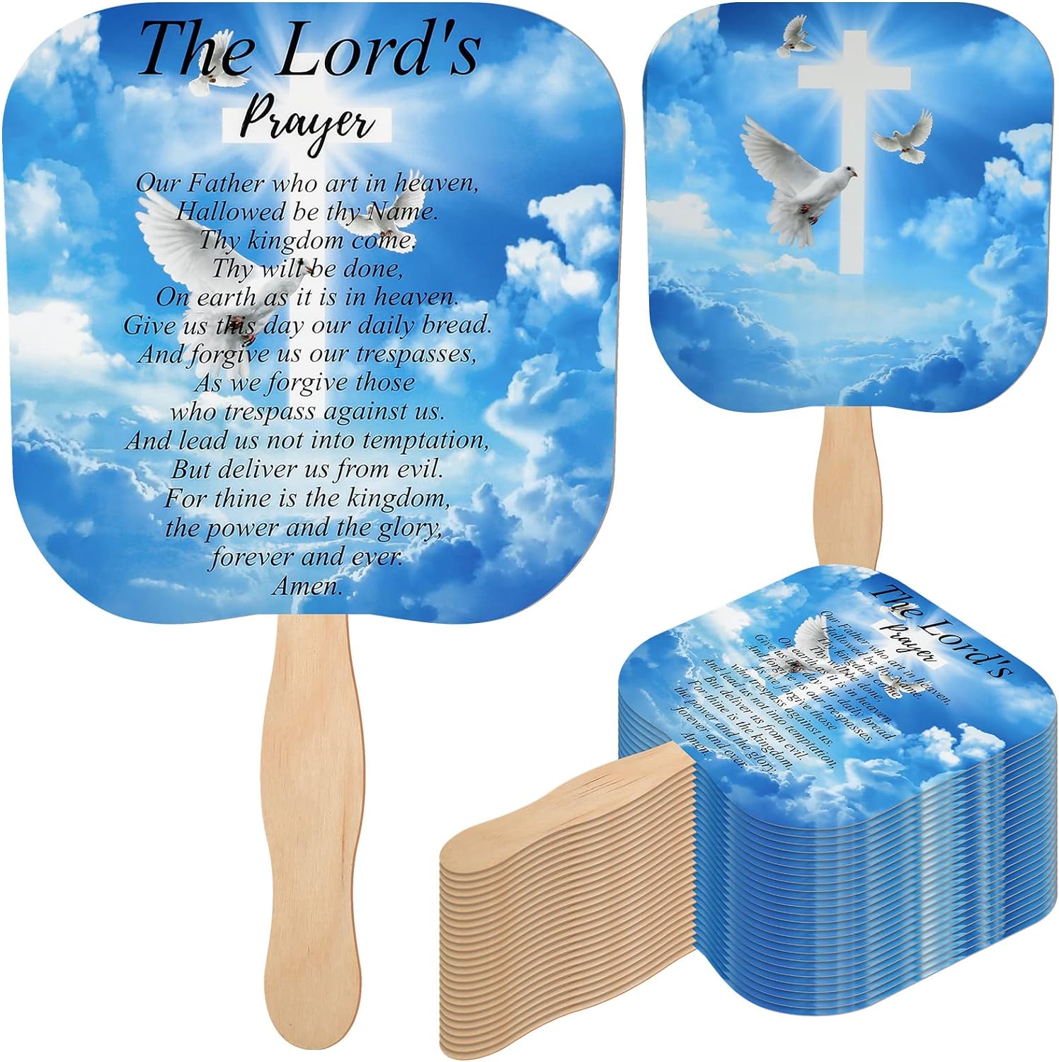 100 Pcs Christian Church Fans Bulk The Lord'S Prayer Church Fans Parlor ...