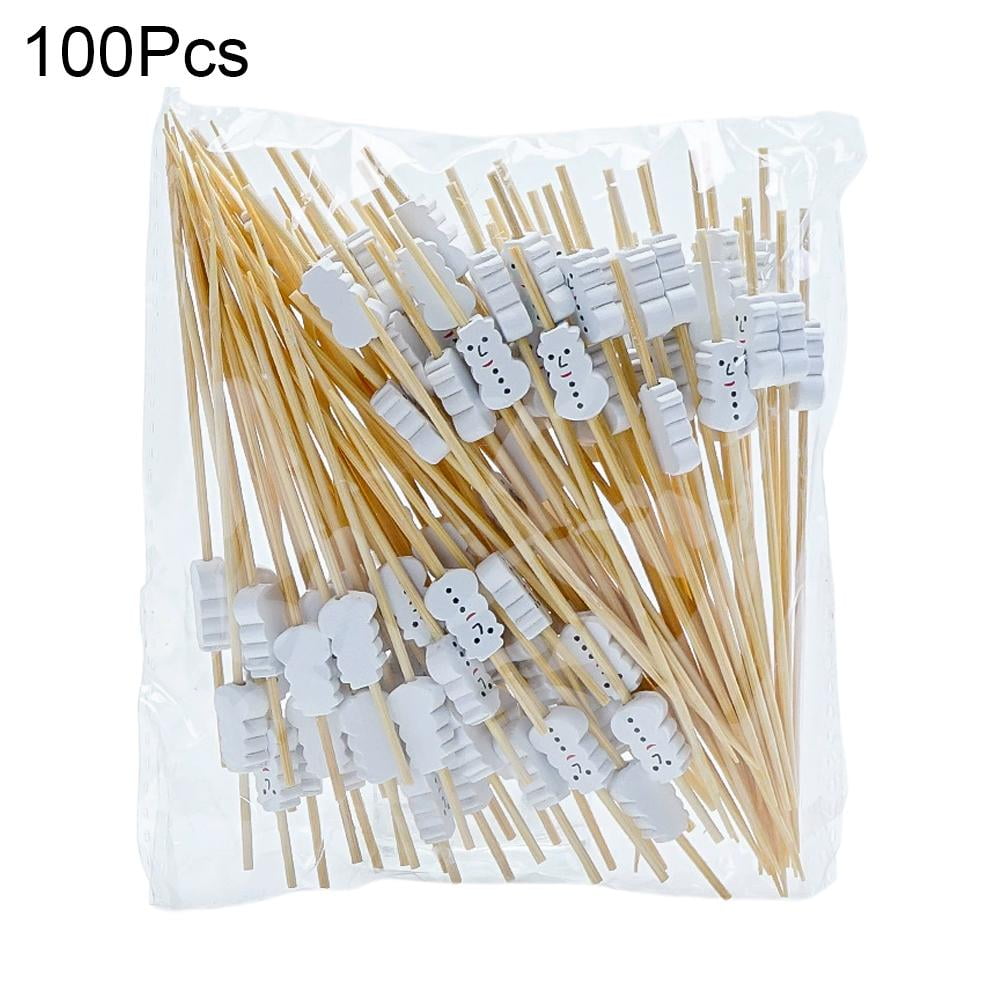 100 Pcs Christmas Cocktail Picks, Bamboo Appetizer Skewers for Holiday ...