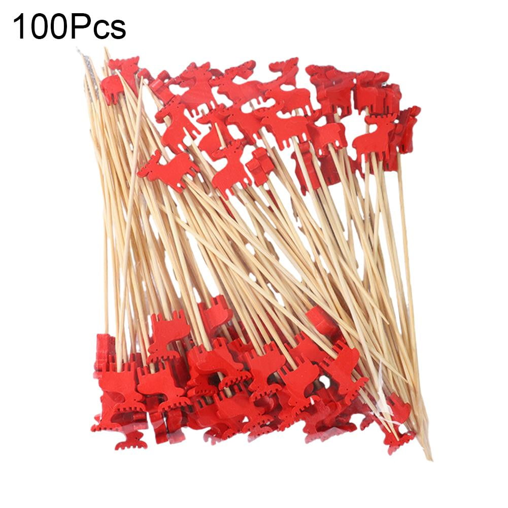 100 Pcs Christmas Cocktail Picks, Bamboo Appetizer Skewers for Holiday ...