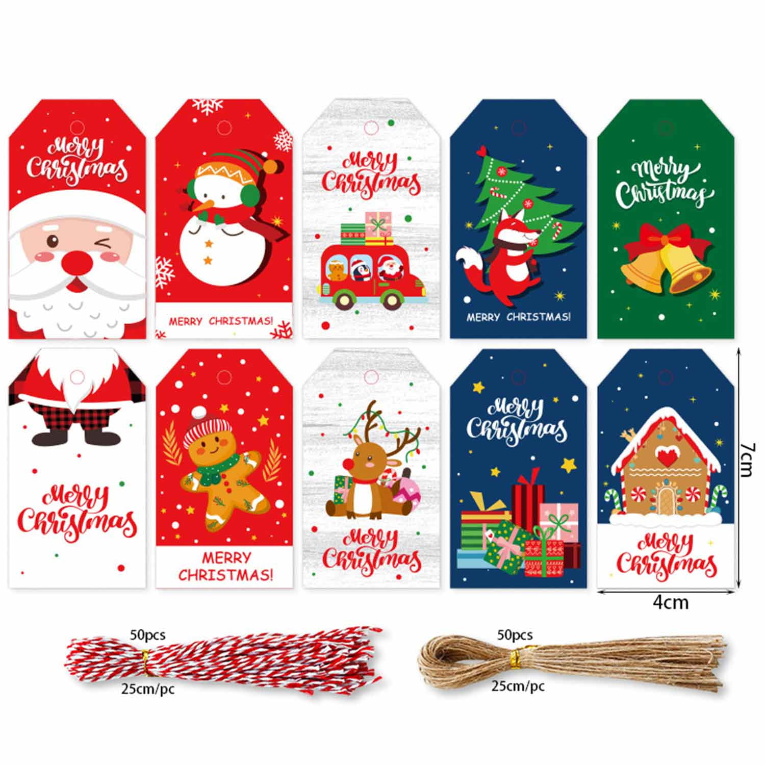 100 Pcs Christmas Gift Tags, Christmas Hanging Tag Label for Christmas ...