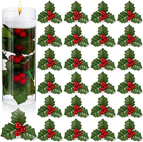 100 Pcs Christmas Holly Berries for Crafts Faux Berries Flowers and ...