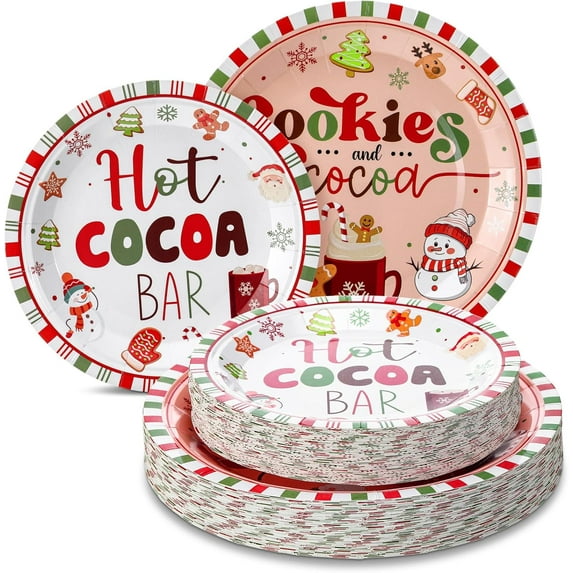 100 Pcs Christmas Hot Cocoa Pink Baby Its Cold Outside Paper Plates ...