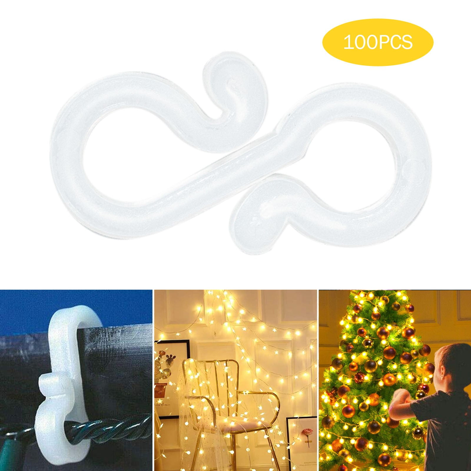 100 Pcs Christmas Light Clips Gutter Hanger Hooks Outdoor Light Clips ...