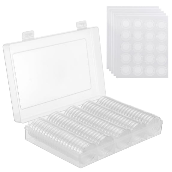 100 Pcs Clear Plastic Coin Capsules Set, Including Foam Gaskets ...