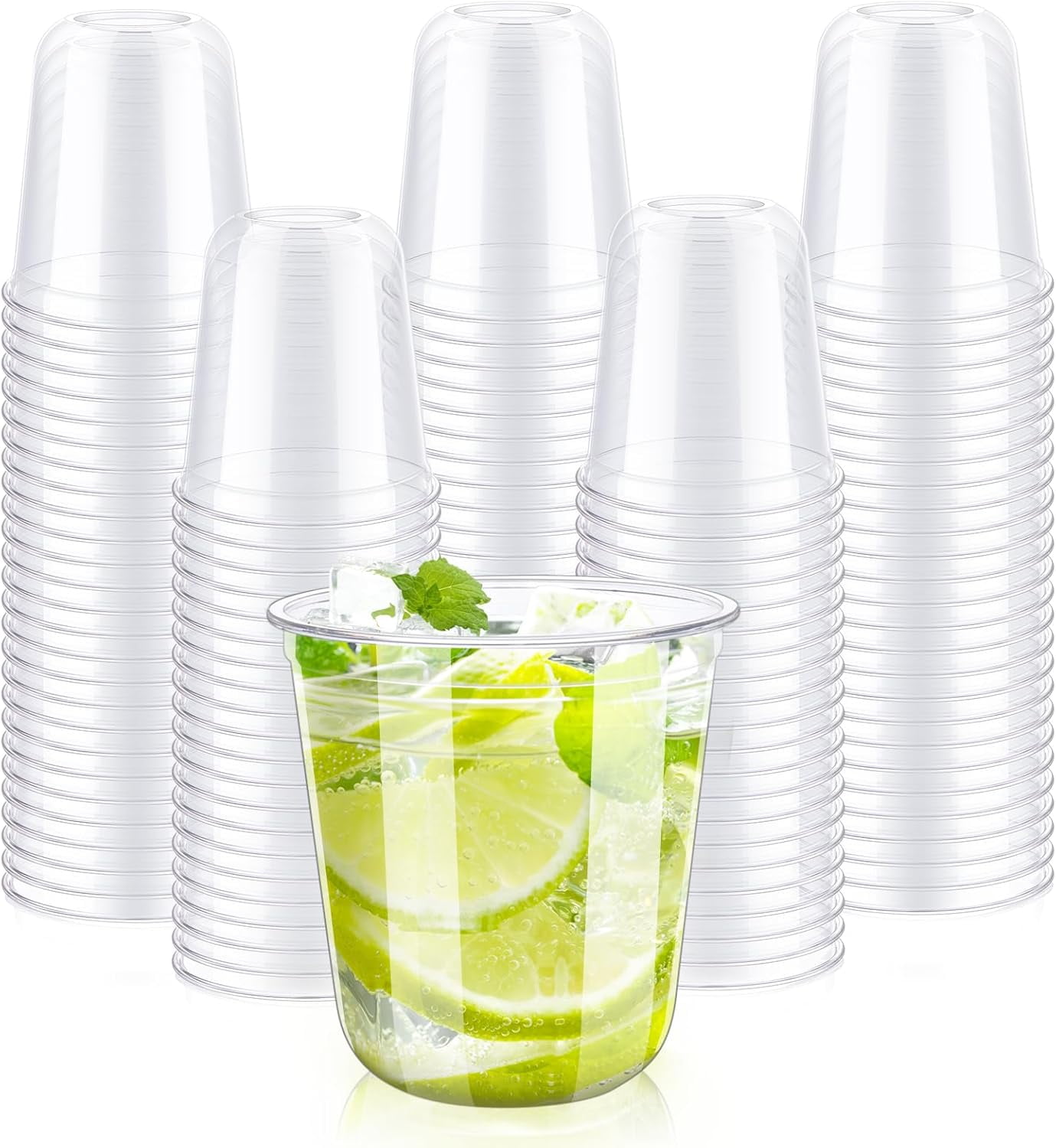 100 Pcs Clear Plastic Cups,12oz Disposable Wine Glasses Clear Wine ...