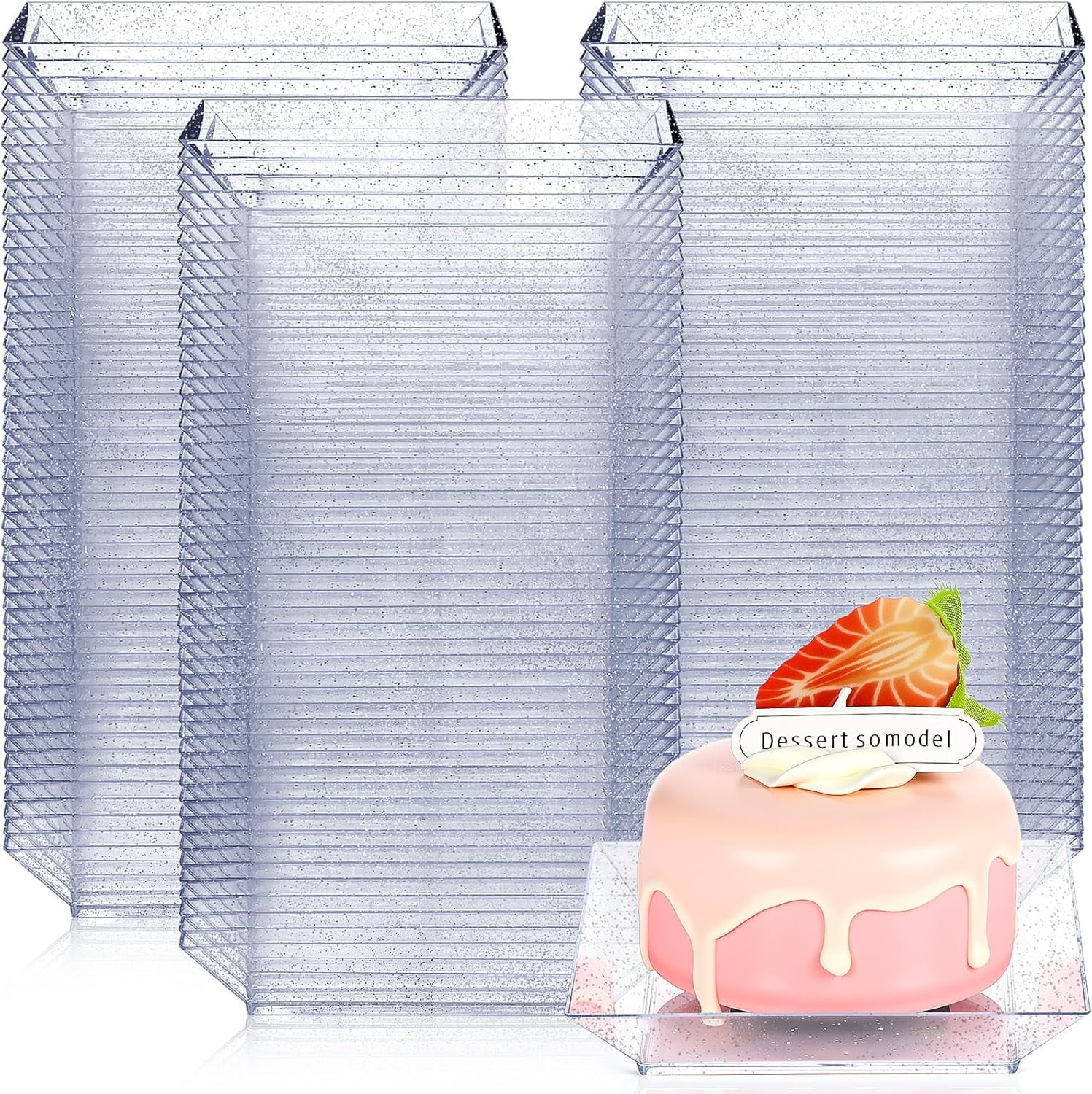 100 Pcs Clear Plastic Dessert Appetizer Plates, 3.6 x 3.6 Inch ...