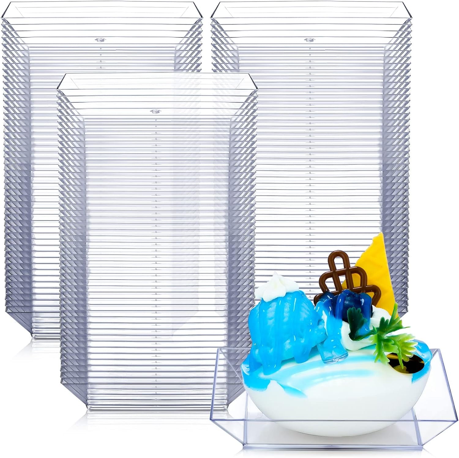 100 Pcs Clear Plastic Dessert Plates, 3.6 Inch Small Dessert Plastic ...