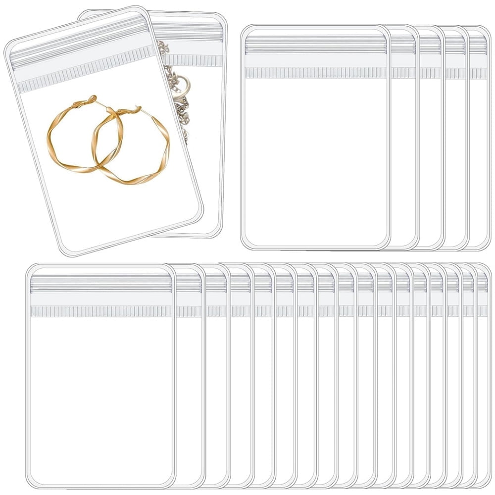 QZS 100 Pcs Clear Plastic Jewelry Storage Pouches,Thick Self Sealing ...