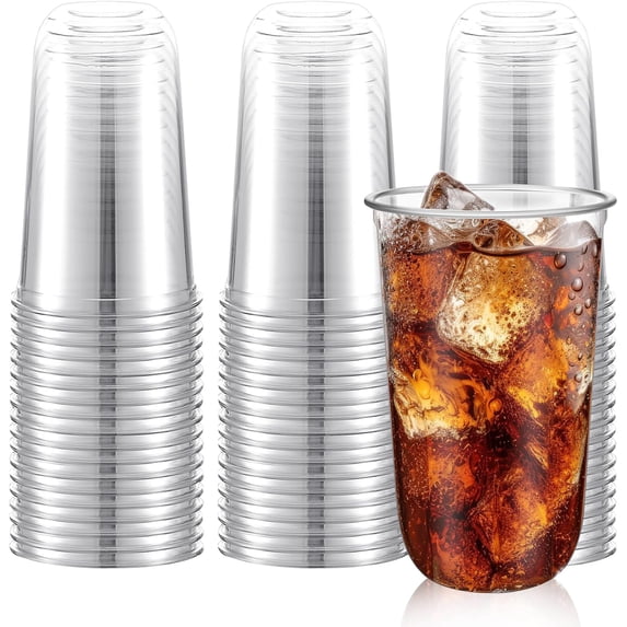 100 Pcs Clear Plastic Stemless Wine Glasses Disposable 18oz Party Cups ...