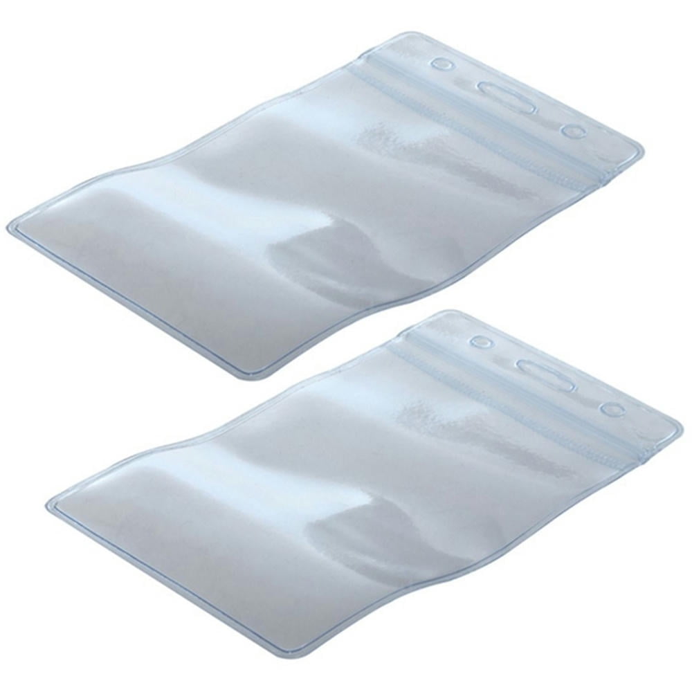 100 Pcs Clear Plastic Vertical Name Tag Badge ID Card Holders - Walmart.com