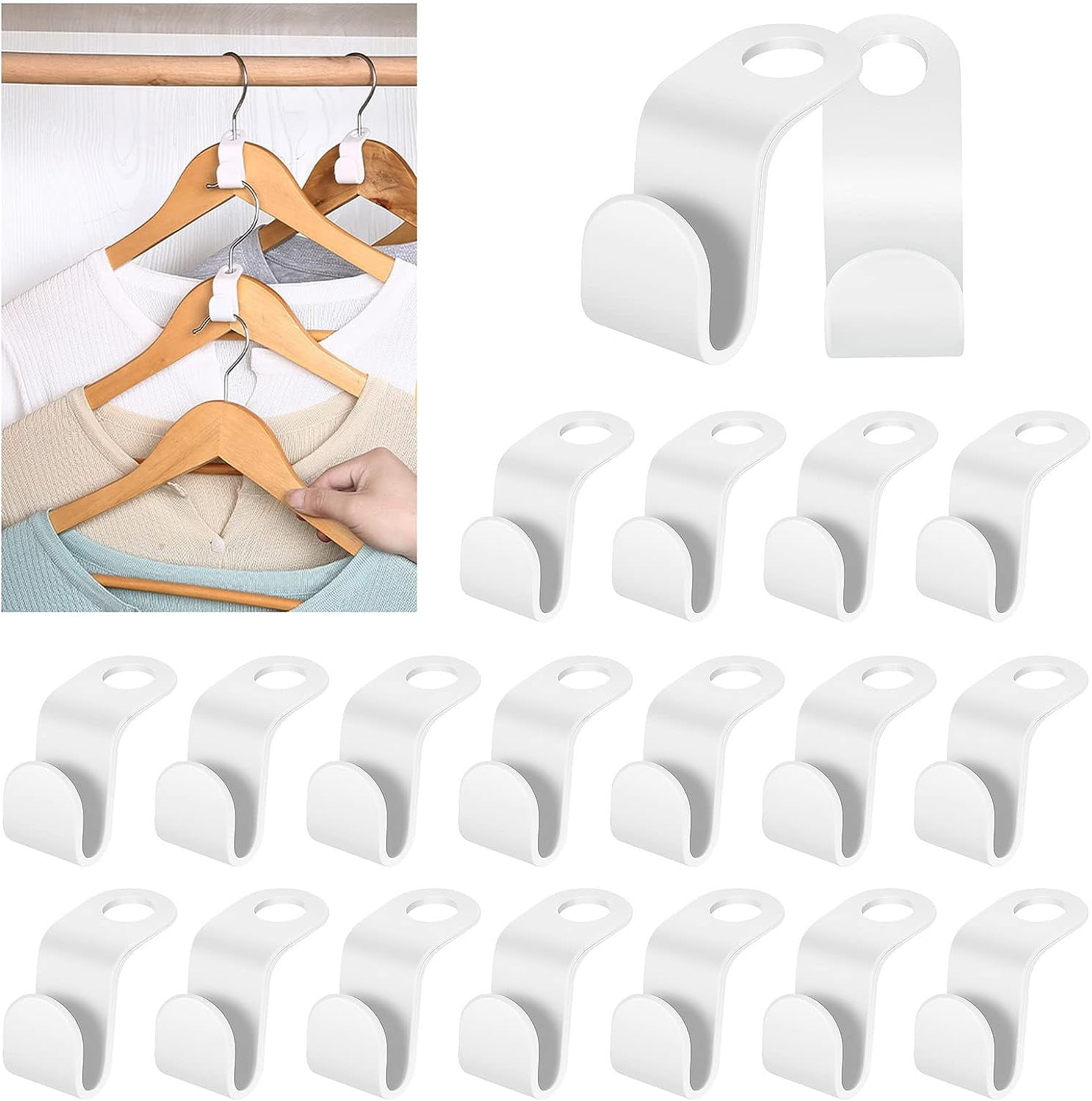 100 Pcs Clothes Hanger Connector Hooks, Space Saving Cascading Clothes ...