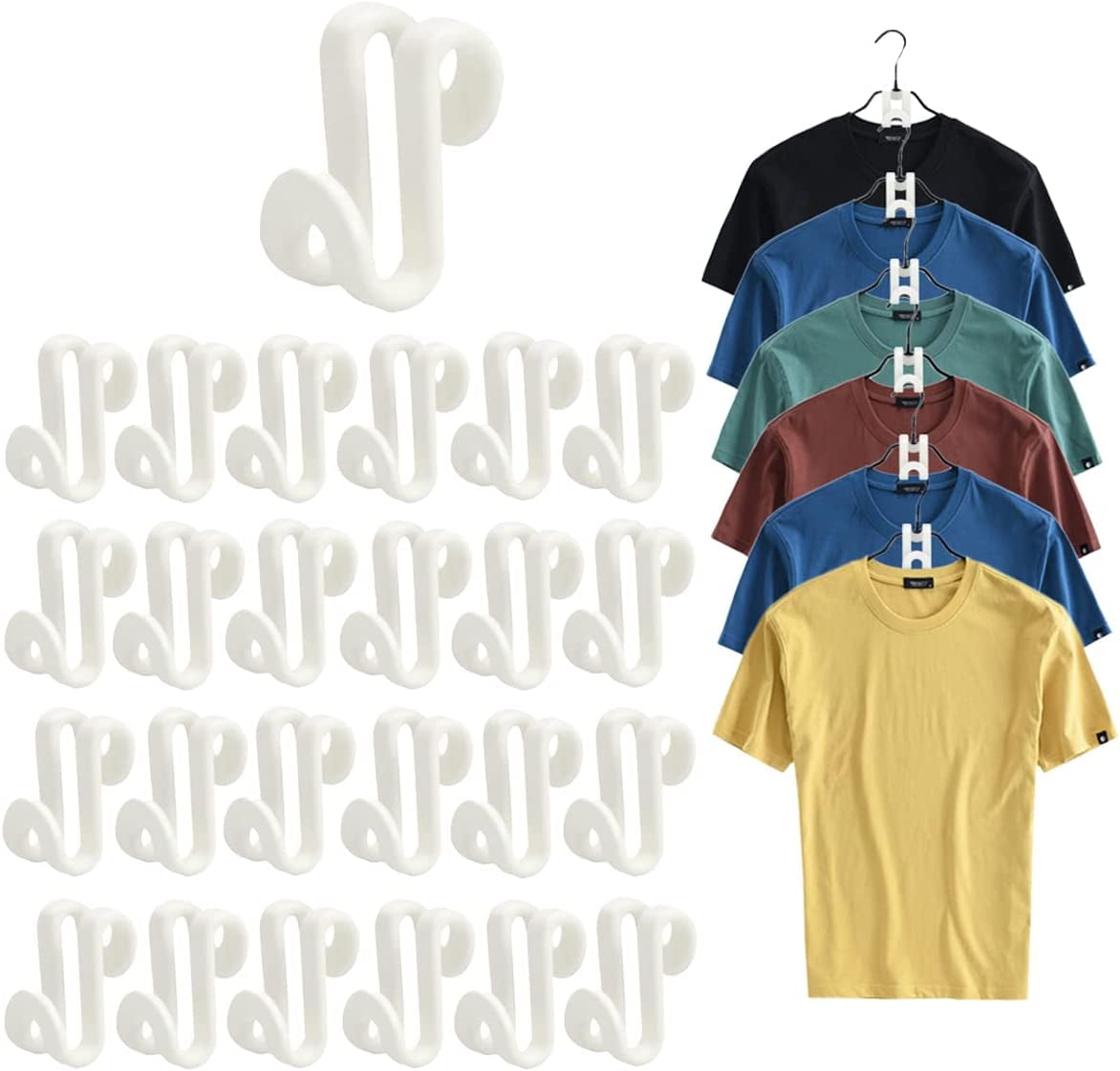 100 Pcs Clothes Hanger Connector Hooks, Wardrobe Hanger Extender Clips ...