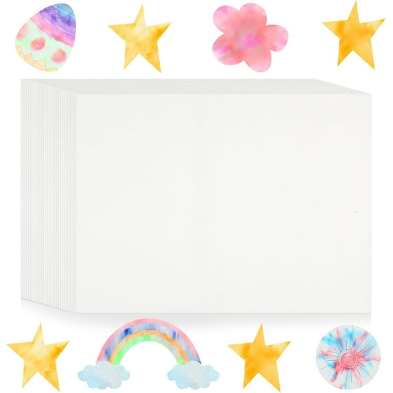 100 Pcs Color Diffusion Paper Set White Rectangular 14 x 18 Inch Watercolor DIY Painting Craft ...