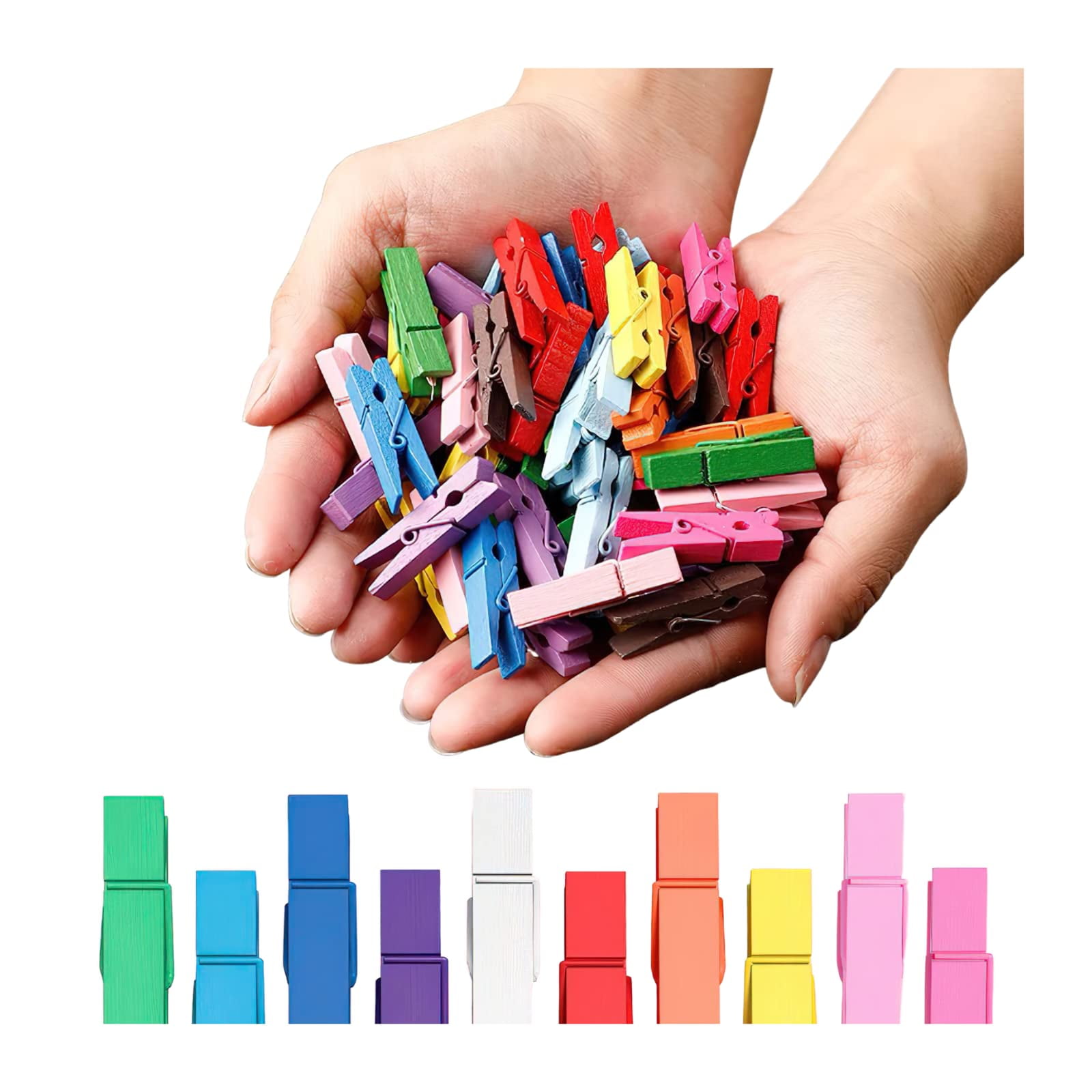 100 Pcs Colored Clothes Pins Wooden, Colored Clothespins for Crafts 2.9 ...