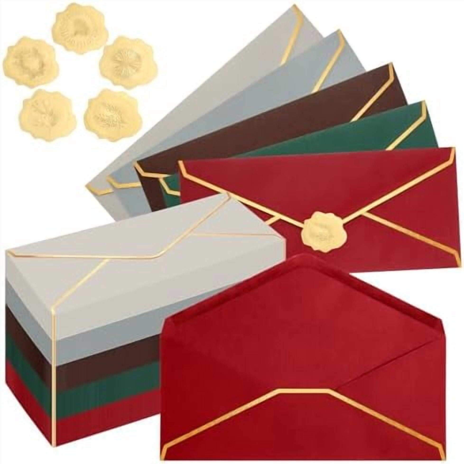100 Pcs Colorful Business Mailing Pretty Envelopes with Gold Border and ...