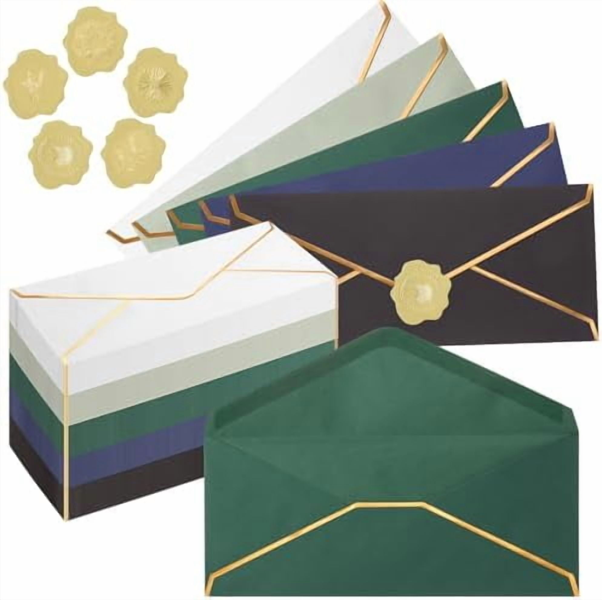 100 Pcs Colorful Business Mailing Pretty Envelopes with Gold Border and ...