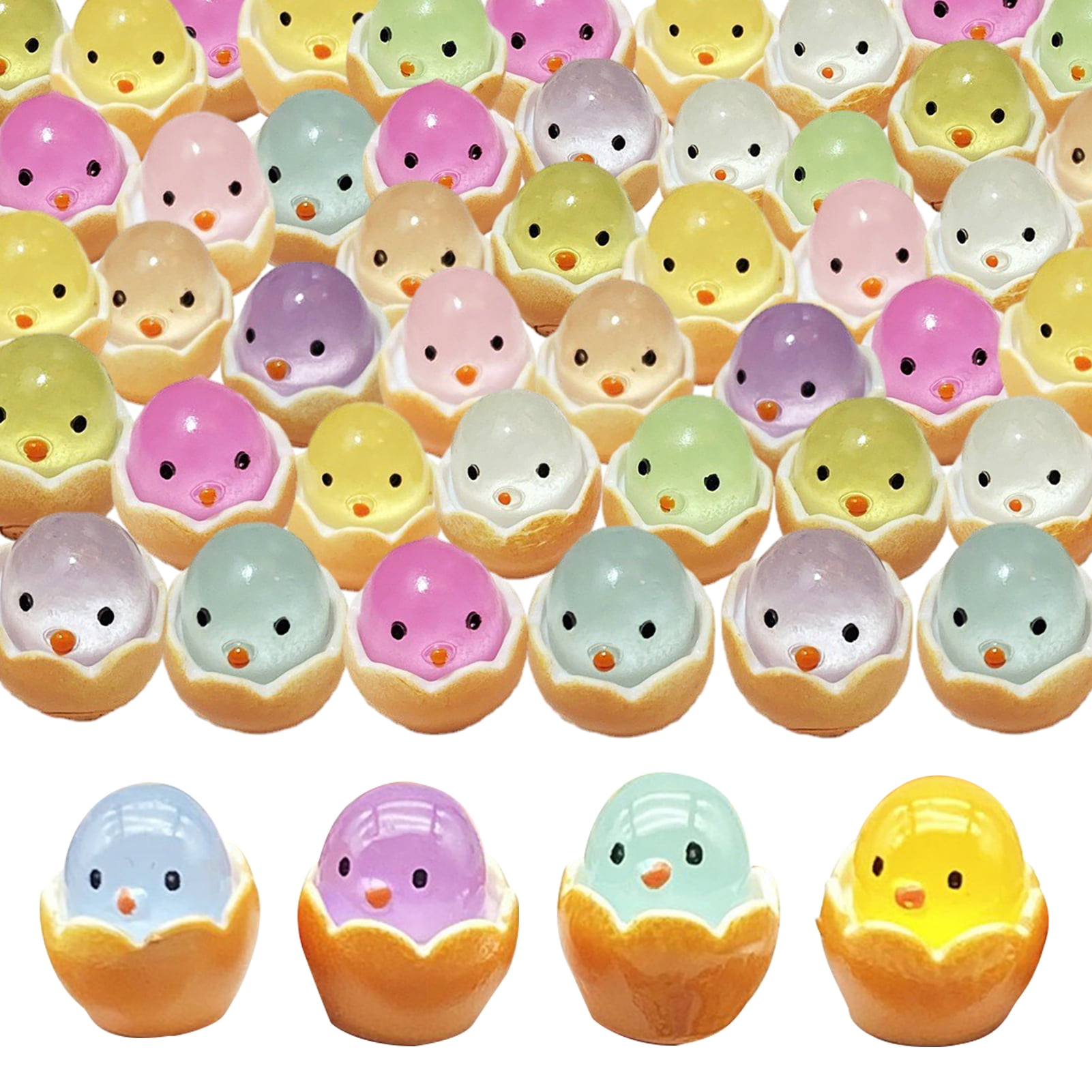 100 Pcs Colorful Cartoon Three Dimensional Luminous Broken Shell Chick ...
