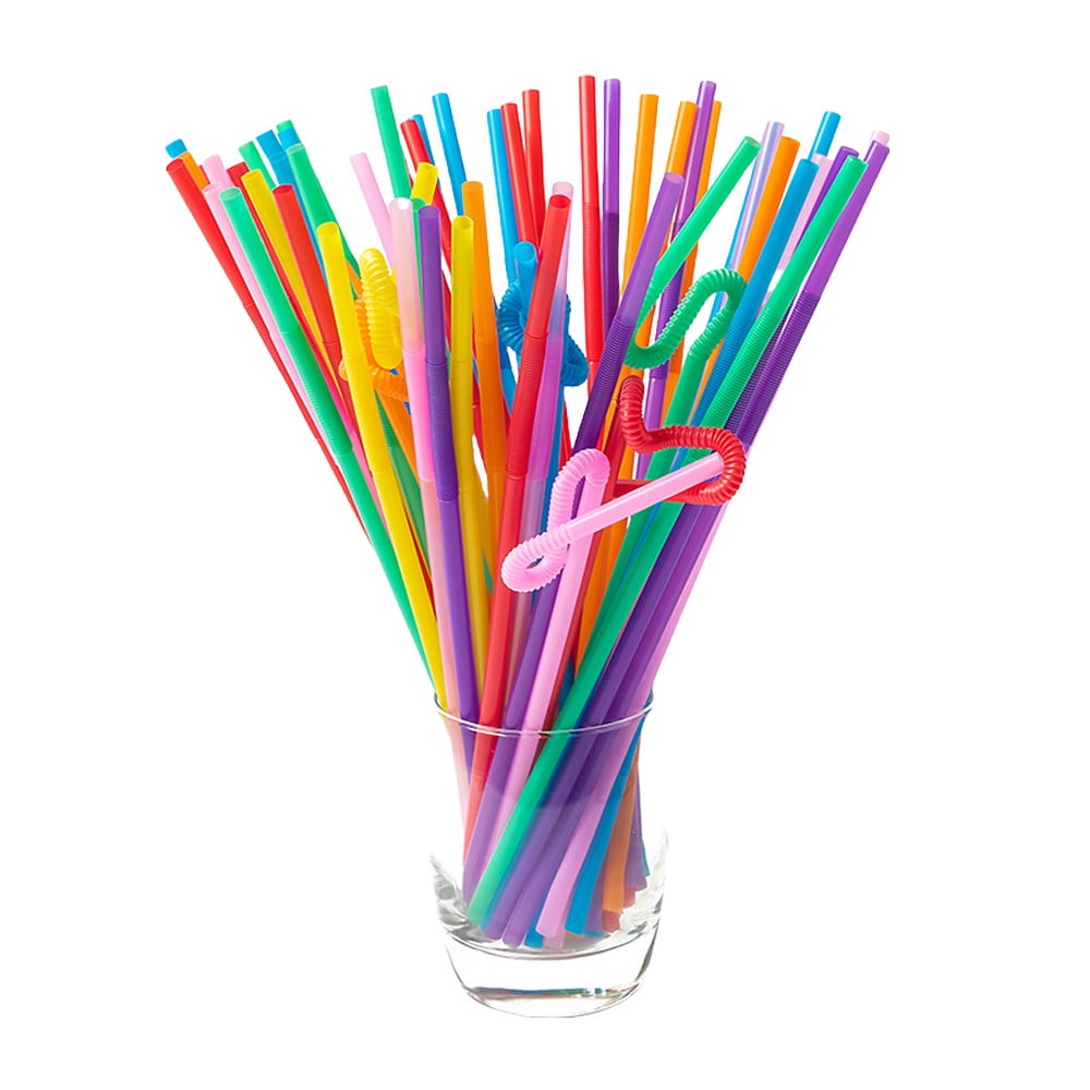 100 Pcs Colorful Creative Artistic Bendable Straws - Food-Grade PP ...