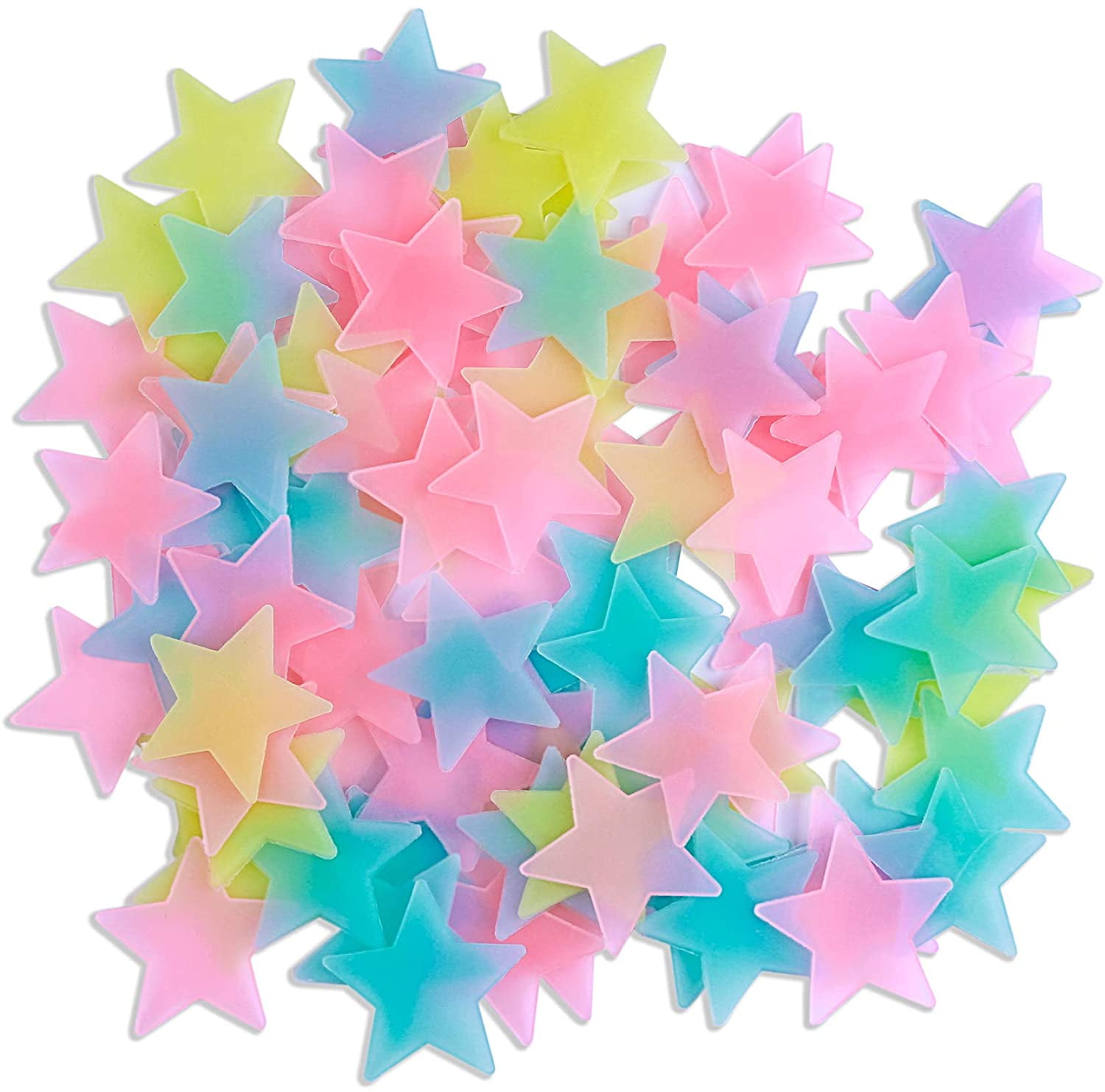 100 Pcs Colorful Glow in The Dark Luminous Stars Fluorescent ...