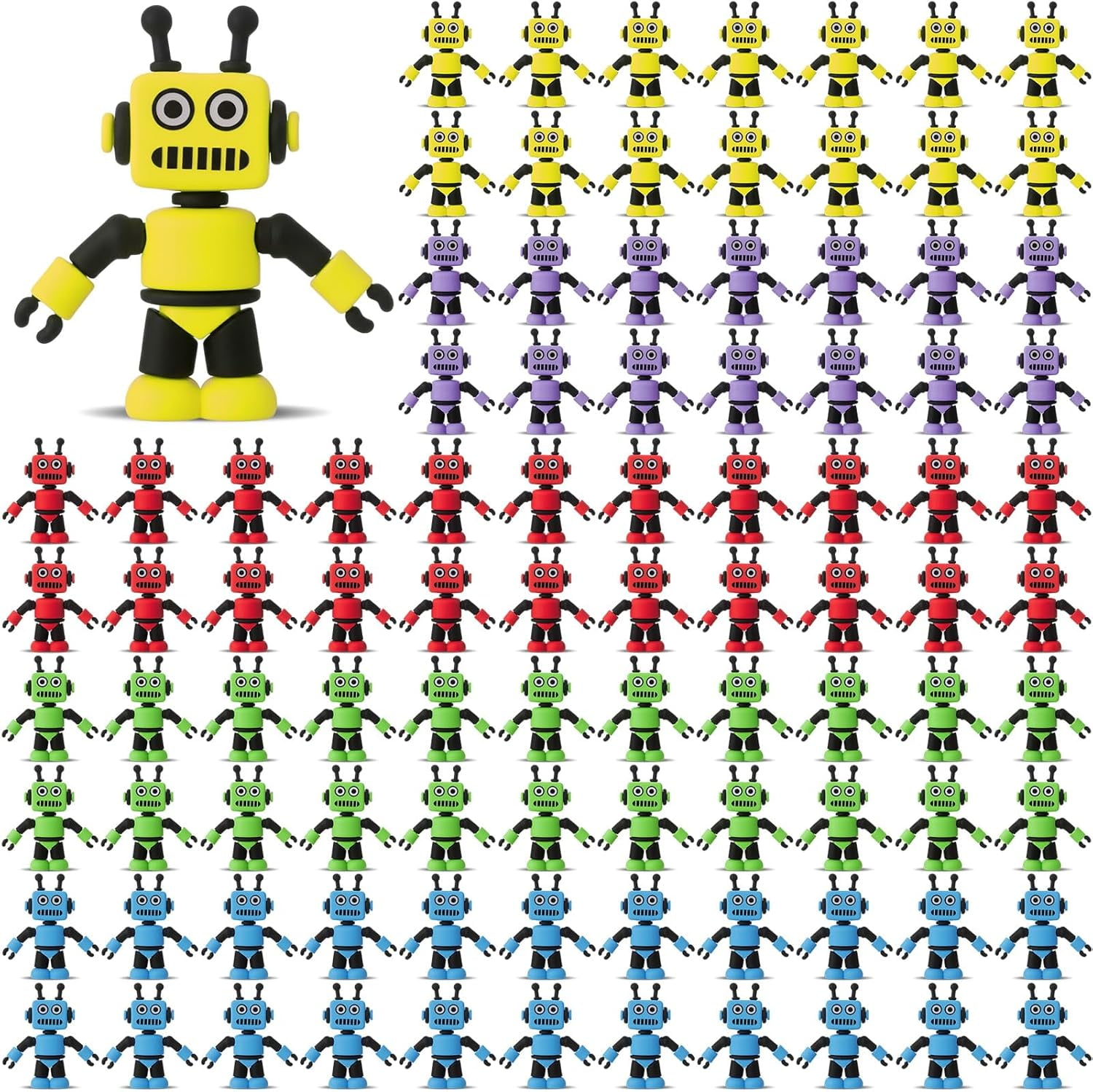 100 Pcs Colorful Mini Robot Figure Toy Tiny Robot Figurine Statue for ...