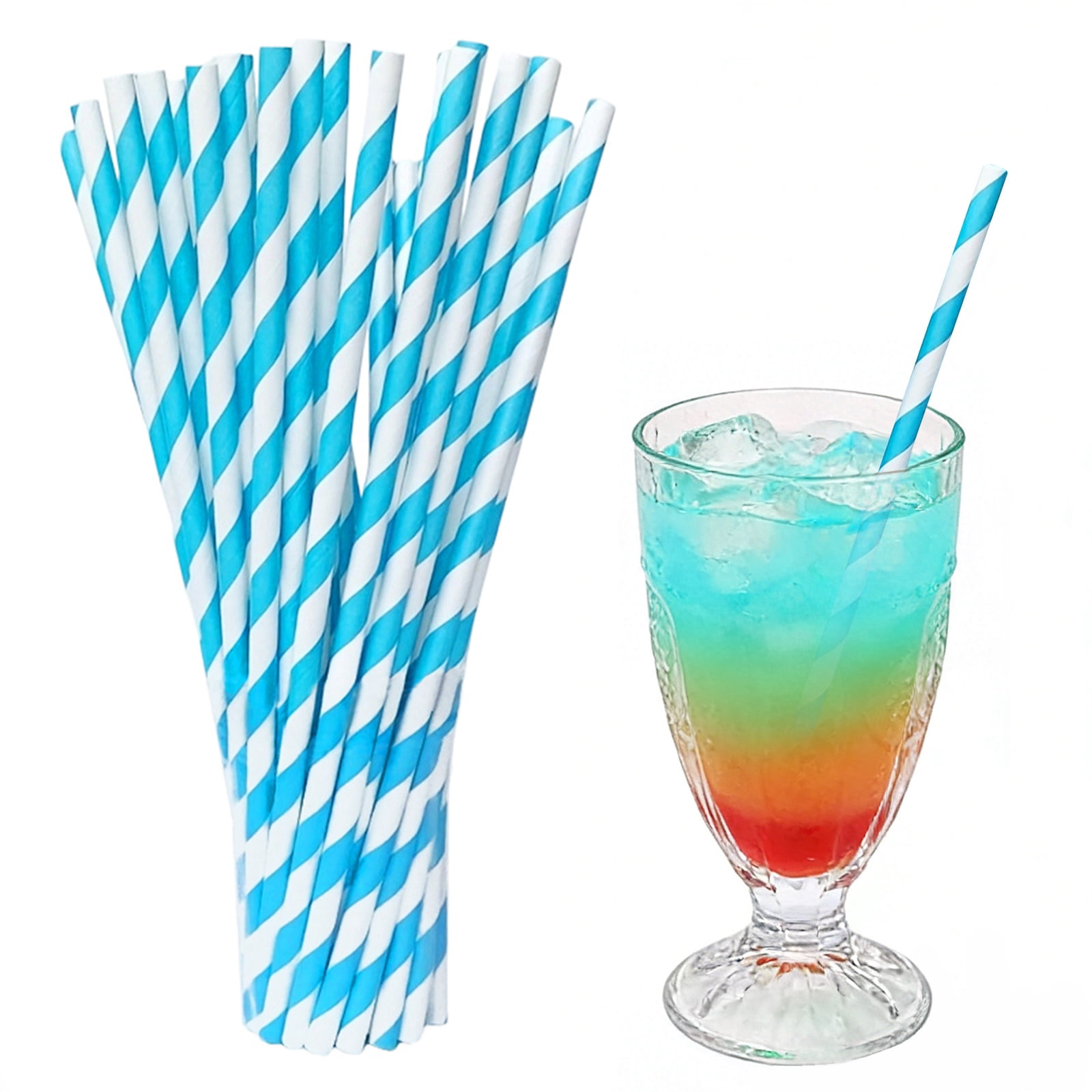 100 Pcs Colorful Paper Drinking Straws, Disposable Decorative Party ...
