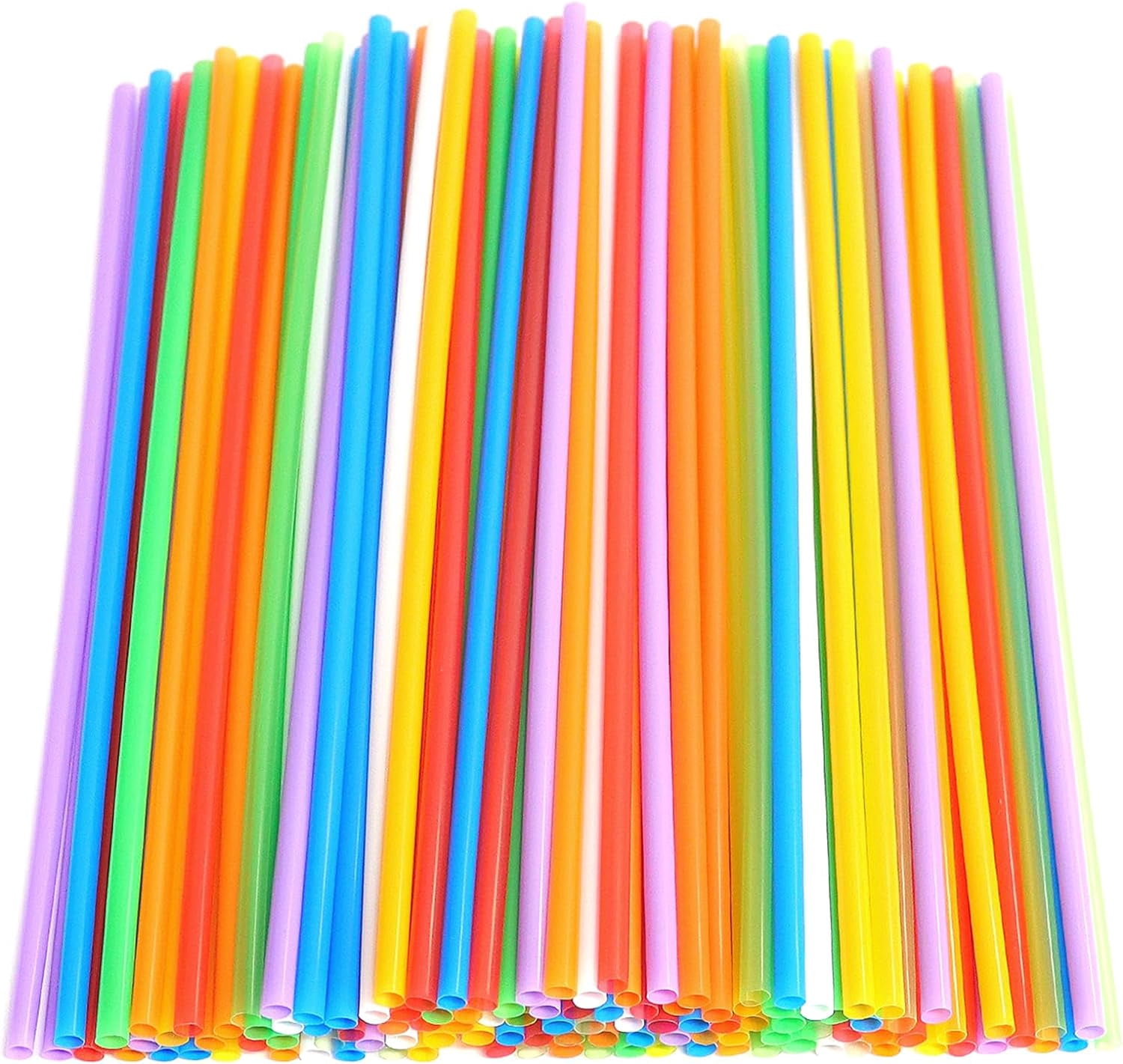100 Pcs Colorful Plastic Straws, 10.26" Long Disposable Drinking for ...
