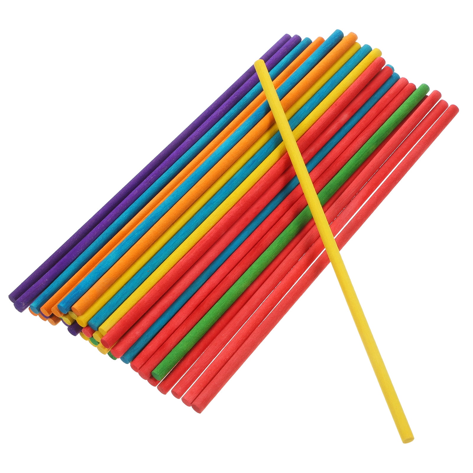 100 Pcs Colorful Round Wooden Sticks for Children Popsicle Crafts Cake ...