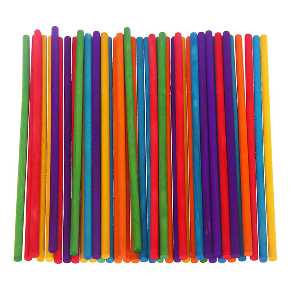 100 Pcs Colorful Wooden Craft Sticks Hardwood Dowel Sticks Kids Dowel ...