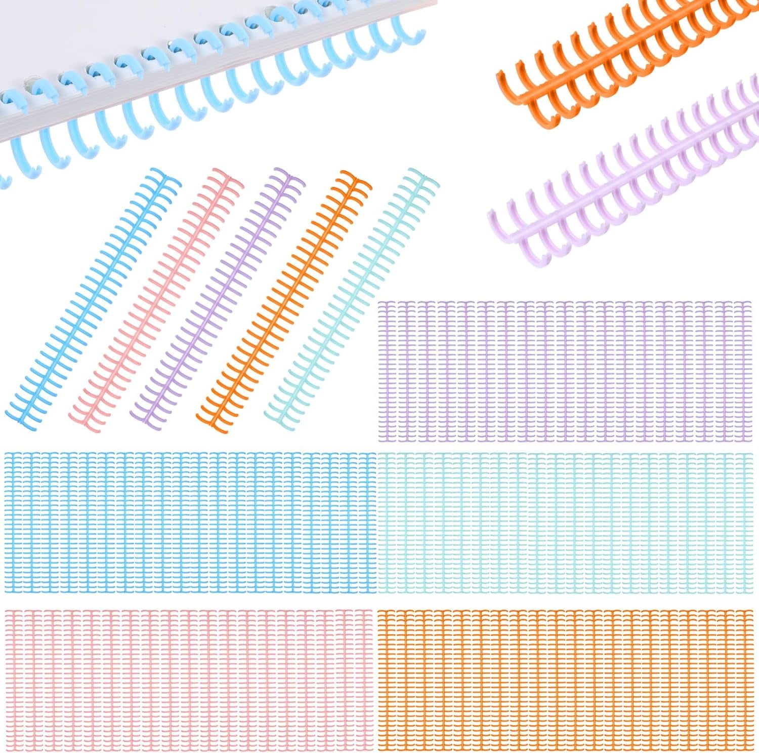 100 Pcs Comb Binding Spines 1/2" Diameter 30 Ring Plastic Binder Combs ...