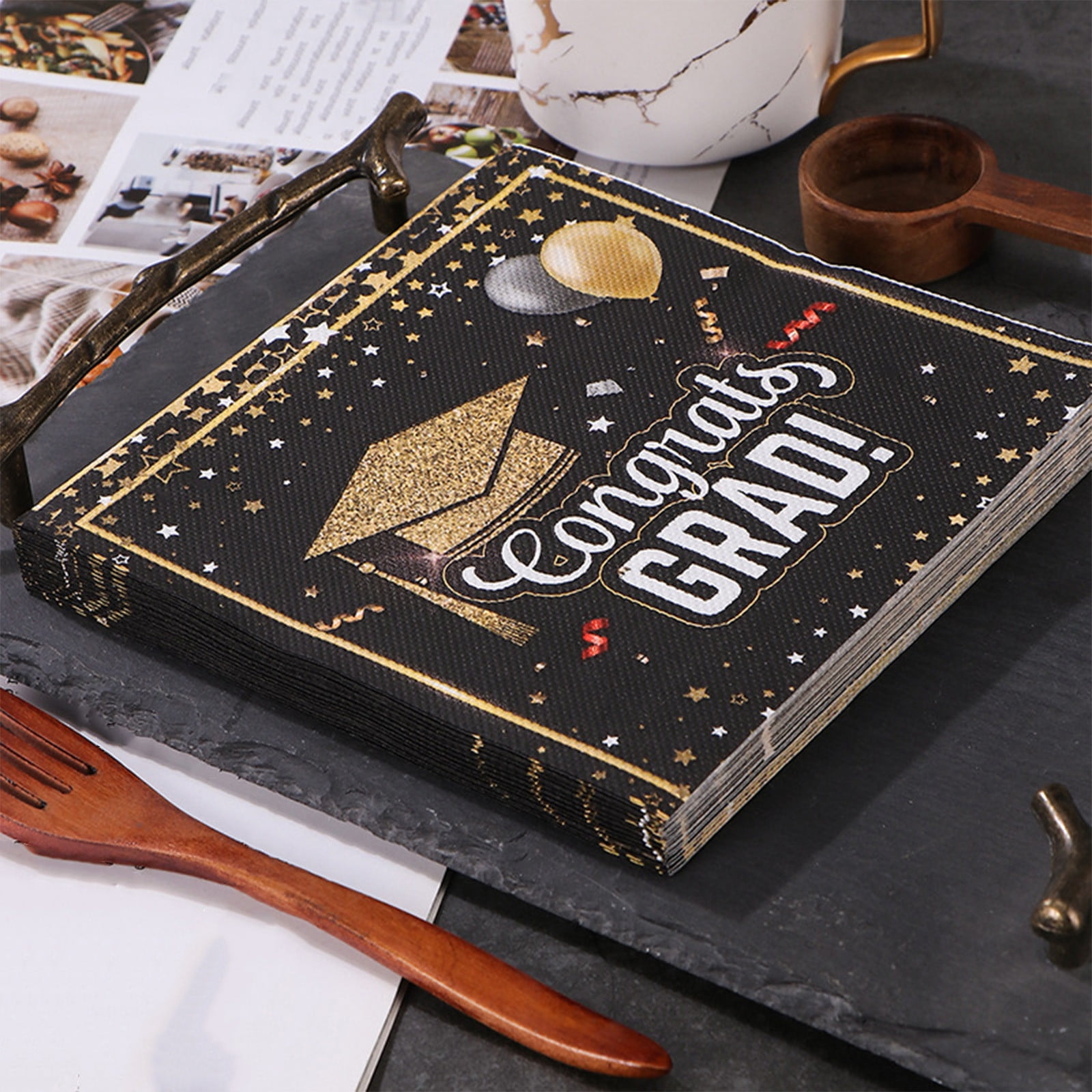 100 Pcs Congratulation Paper Napkin Gold Foil Congrats Dinner Napkin ...