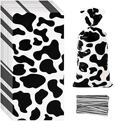 100 Pcs Cow Print Treat Bags Cow Cellophane Candy Bags Farm Animal ...