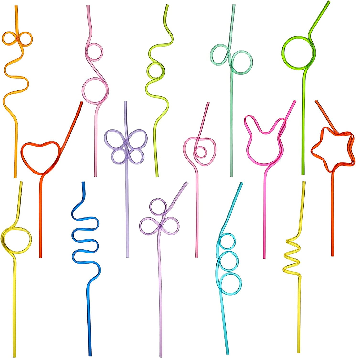 100 Pcs Crazy Straws, Happon Silly Straws for Kids & Adults, Reusable ...