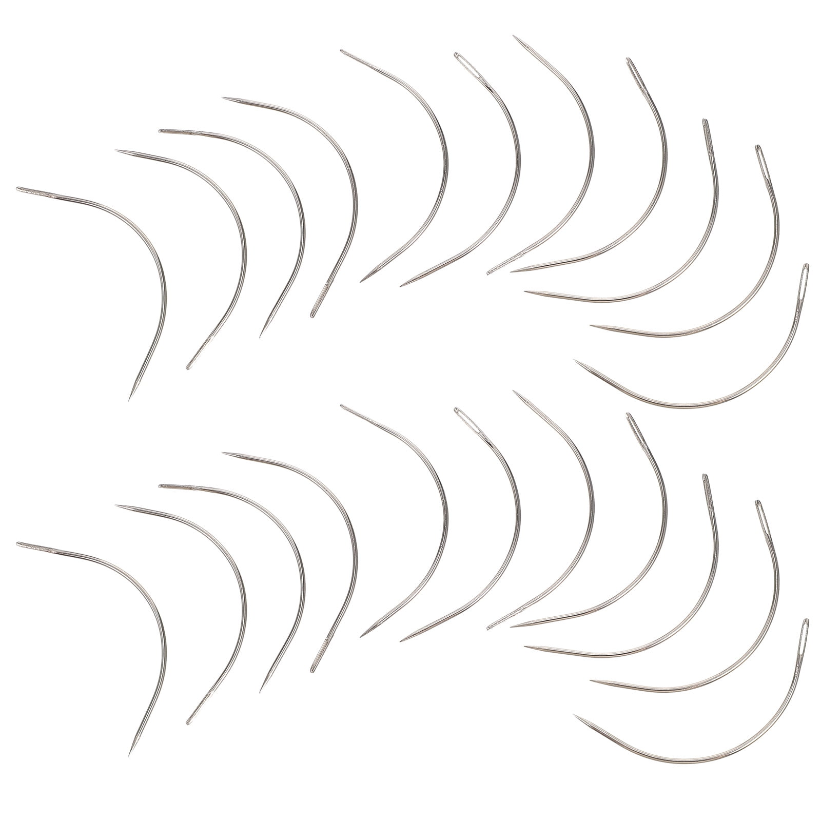 FUEENIRVA Heavy Duty Curved Sewing Needle Stainless Steel Silver 100pcs ...