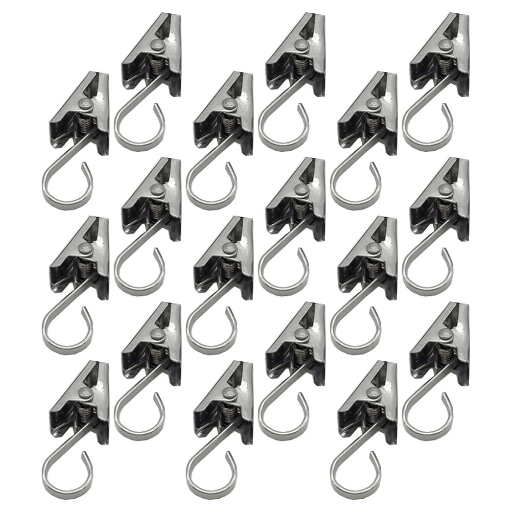 100 Pcs Curtain Hook Shower Hooks with Clips Stainless Steel Window ...