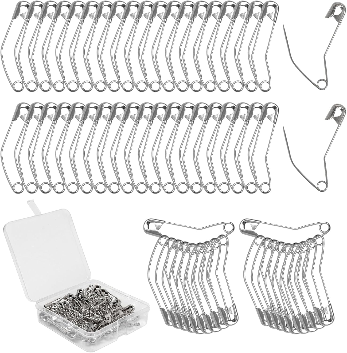 100 Pcs Curved Safety Pins, Quilting Basting Pins, 50mm - Walmart.com
