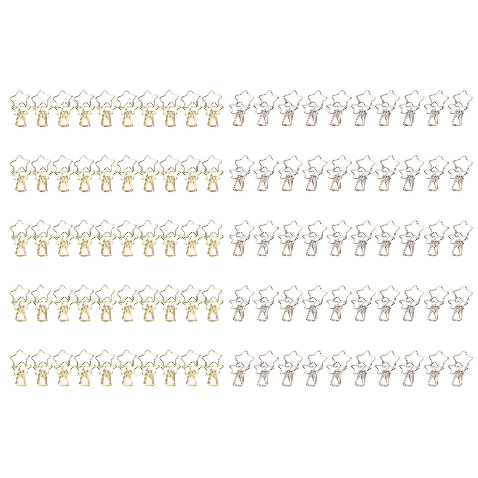 100 Pcs Cute Binder Clips Cartoon Star Shape Golden Silver Paper Clamps ...