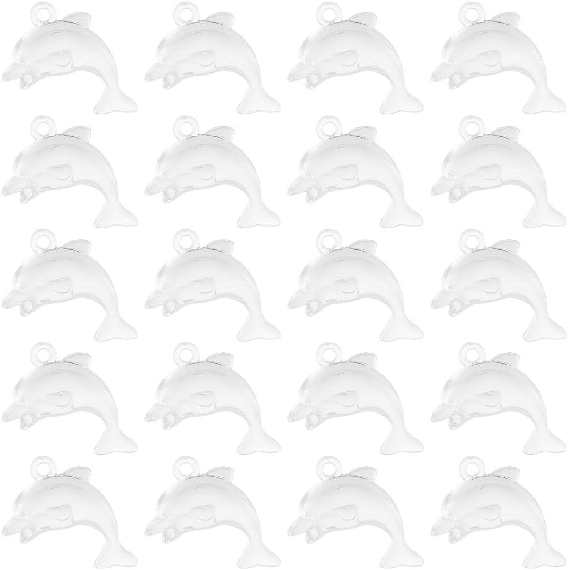 100 Pcs Cute Cartoon Dolphin Clear Acrylic Charms Transparent Acrylic ...