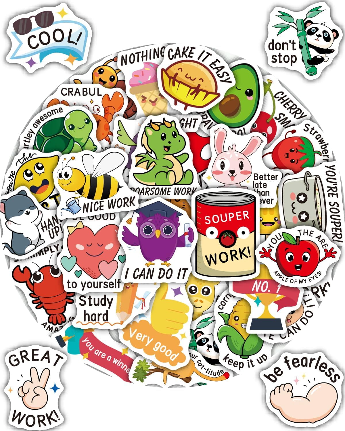 100 Pcs Cute Stickers For Kids, Teacher Reward Stickers & Motivational ...
