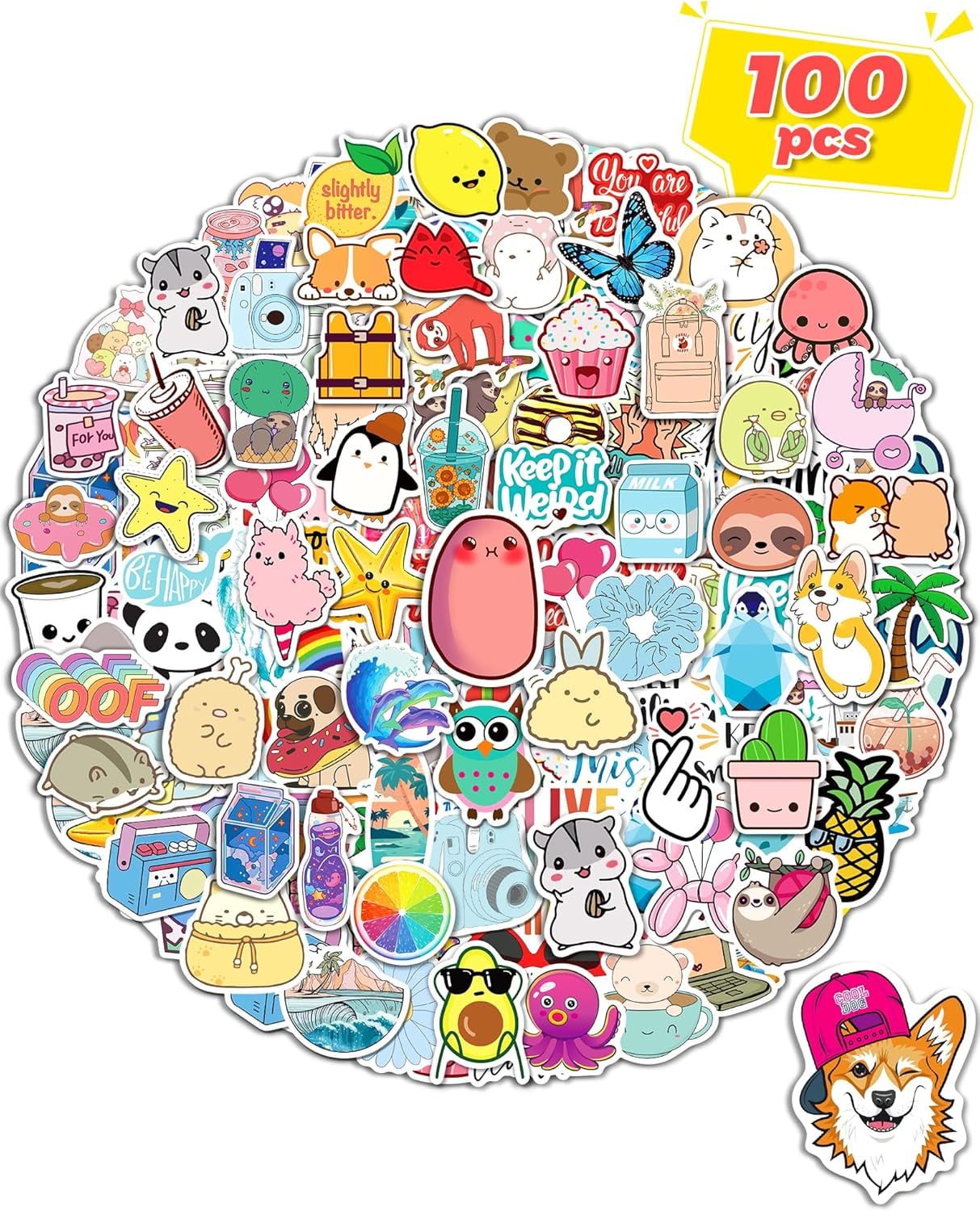100 Pcs Cute Water Bottle Stickers For Kids, Waterproof Vinyl Stickers ...