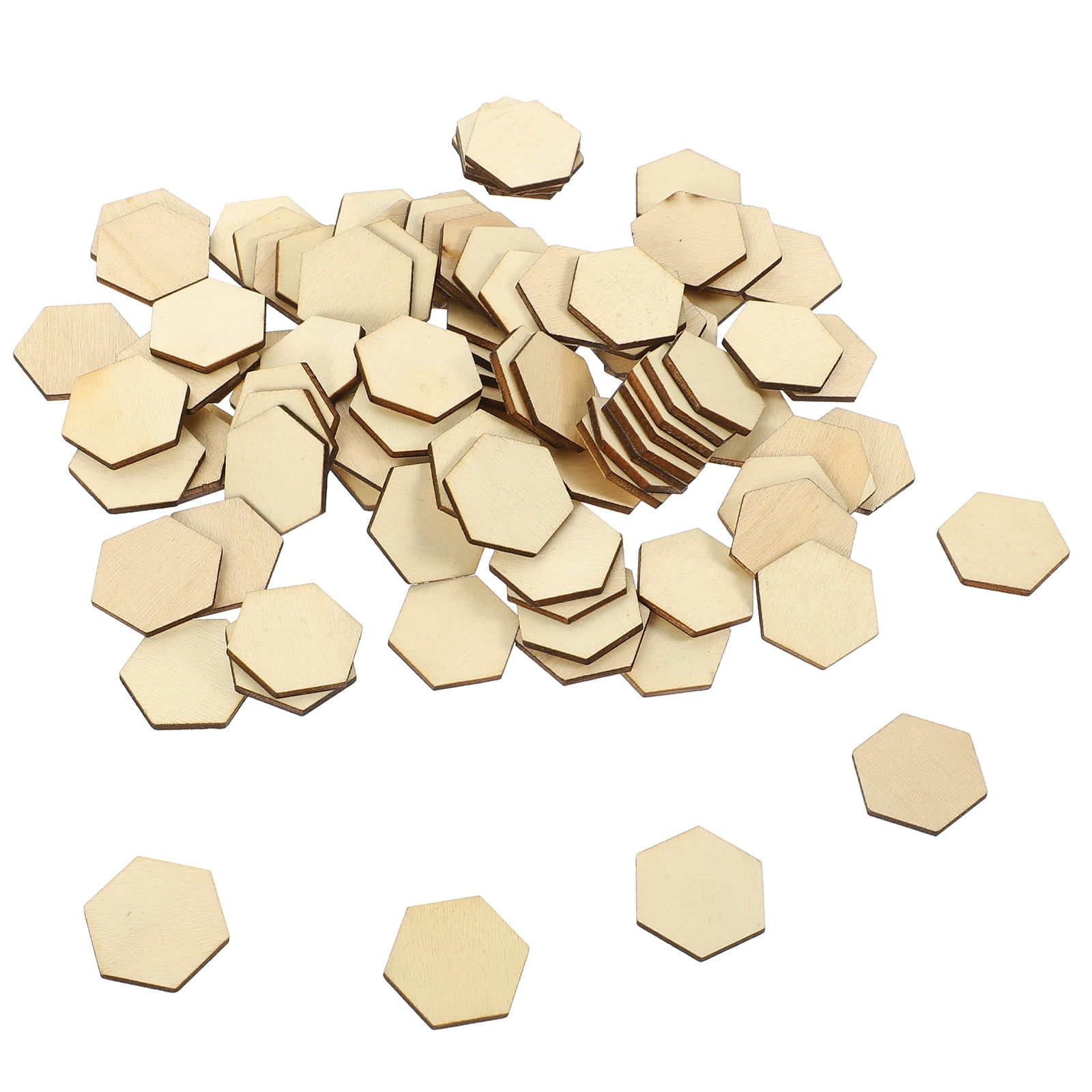 100 Pcs DIY Unfinished Wood Slice Small Slices Square Cutouts for Craft ...