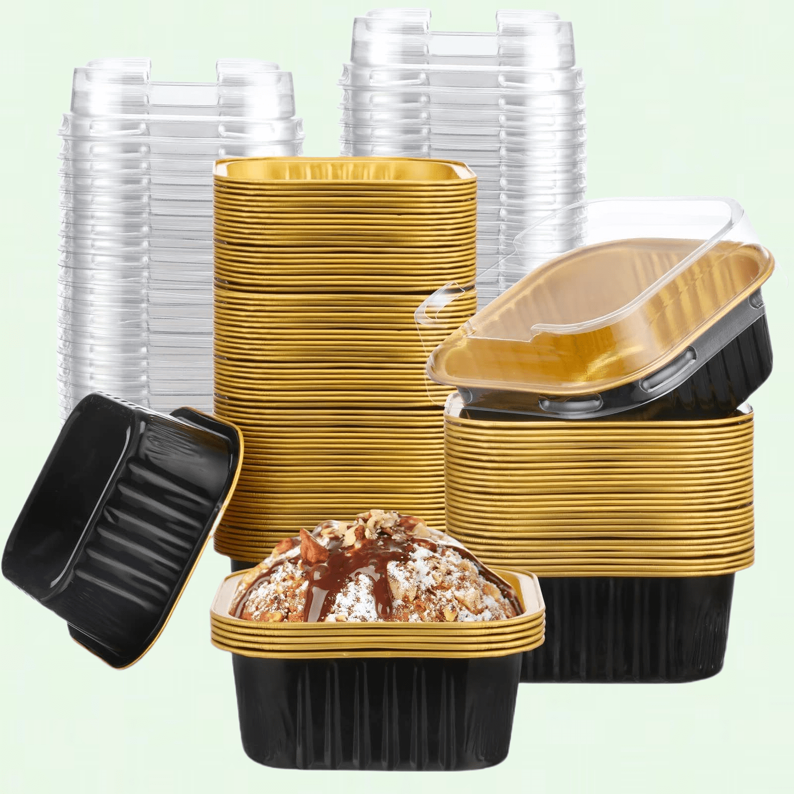 100 Pcs Dessert Cups with Lids, 5 oz Cupcake Liners, Disposable ...
