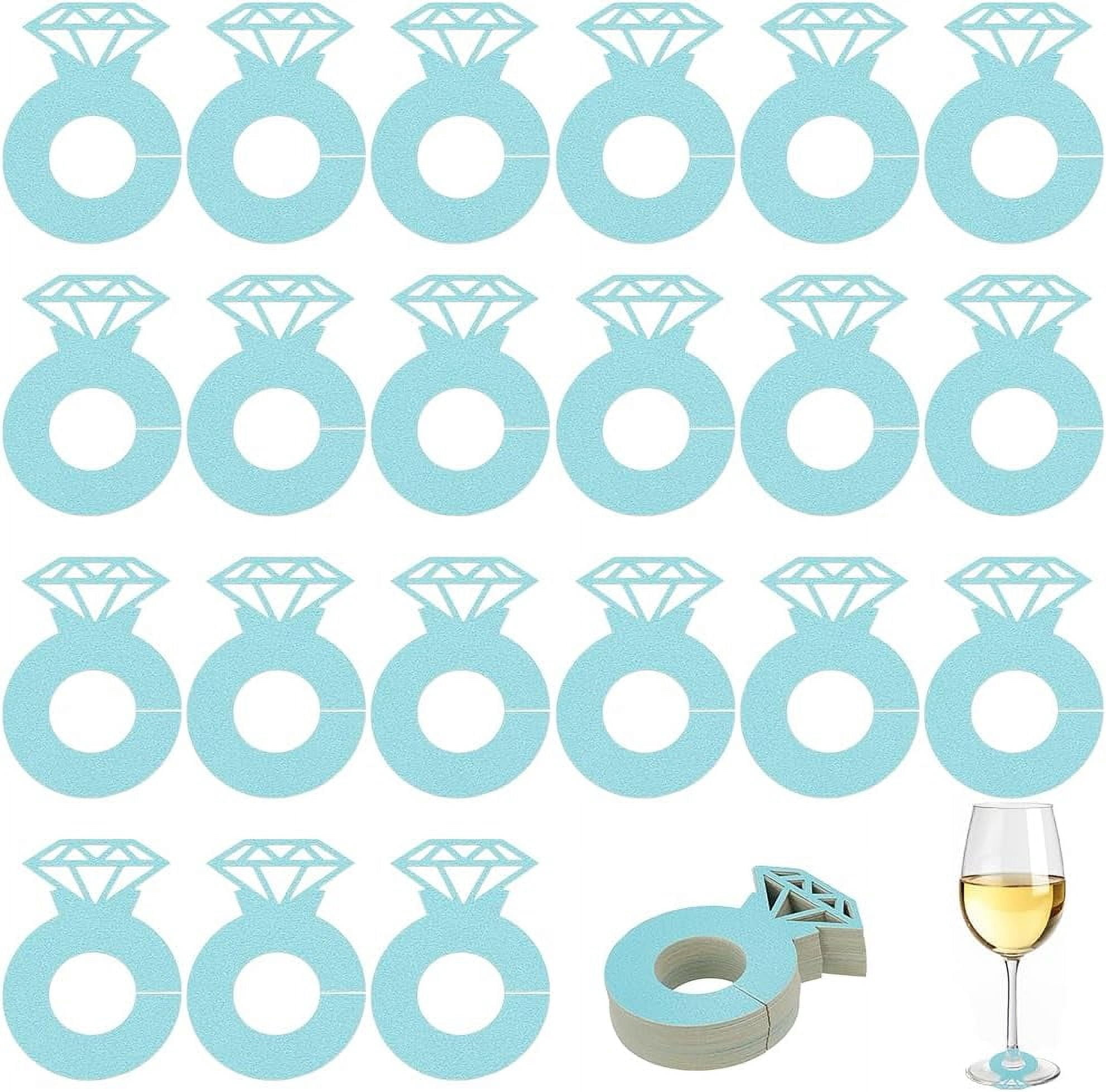 100 Pcs Diamond Ring Paper Glass Markers - Name Tags for Champagne ...